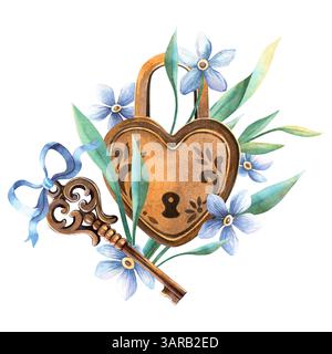 Watercolor forget-me-not flower clipart set isolated on white ...