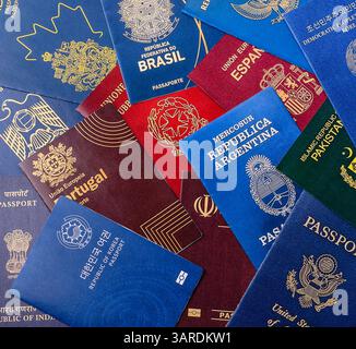 Passports of citizens of different countries of the world, background ...