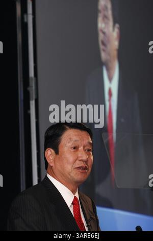 NTT DOCOMO Inc. President and CEO Kazuhiro Yoshizawa speaks during a ...