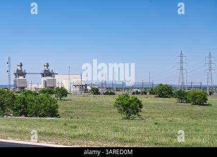 Ferguson natural gas electricity power plant with two turbines on LBJ ...