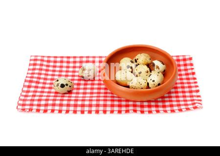 Closeup shot of a quail egg pyramid on a white background Stock Photo ...