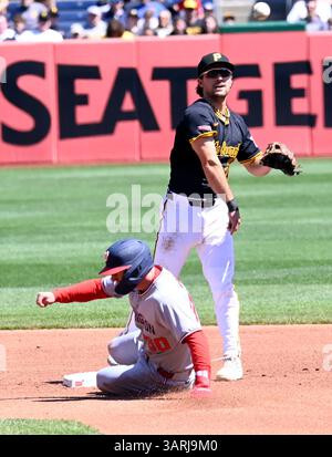 Washington Nationals outfielder Jacob Young (30) applies sunscreen ...