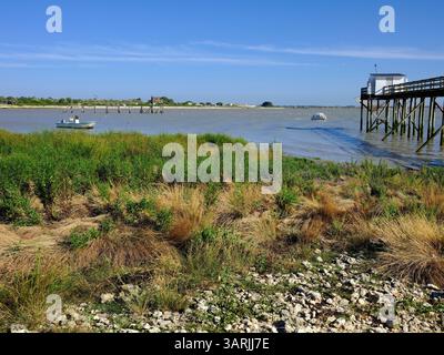 Fisherman's Cabin or carrelet on the rocky coast at Fouras in France ...
