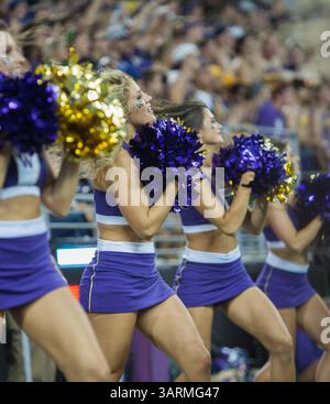 Cheerleaders perform during the second half of an NFL football game ...