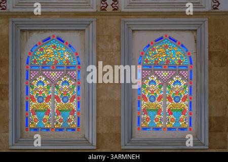 Ghana, Accra. Ghana National Mosque, Colored Glass Windows Stock Photo ...