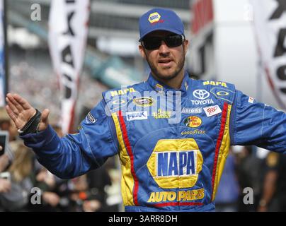 Martin Truex Jr. is introduced before a NASCAR Cup Series auto race ...