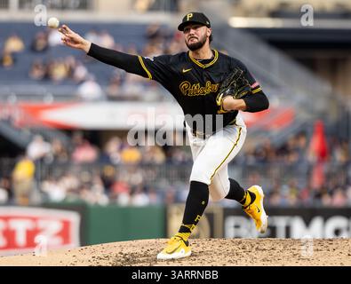 Pittsburgh Pirates pitcher Paul Skenes throws a bullpen before a ...