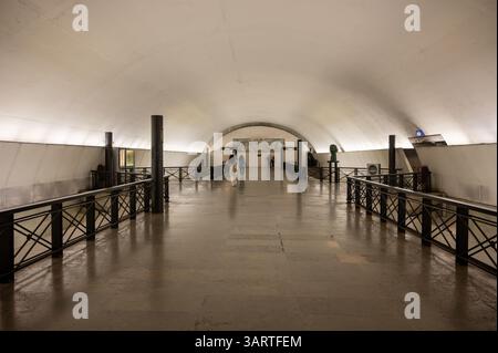 Lisbon, Portugal. 14 April 2025. Interior of Rato metro station with ...