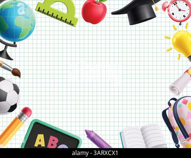 Back to school blank template clipart. School educational elements in ...