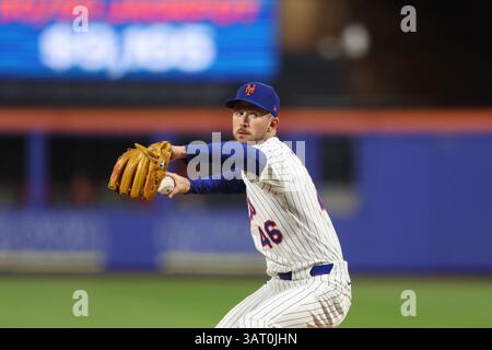 New York Mets' Griffin Canning pitches during the first inning of a ...