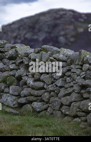 Dry stone wall on Mount Snowdon, Snowdonia National Park, Wales Stock ...