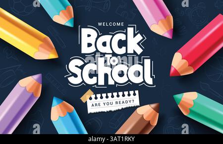 Colorful color pencil elements clipart set. School multicolored pen ...