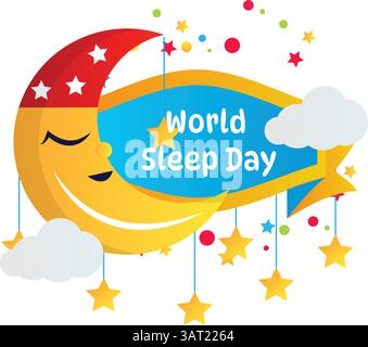 World Sleep Day Relaxation Awareness Vector Illustration Stock Vector ...