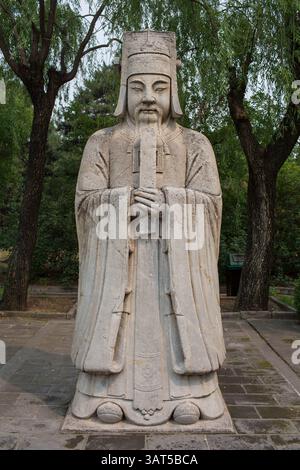 The statues of The Ming Dynasty Tombs are located on a seven kilometer ...