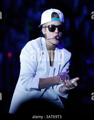 Justin Bieber performs at the MGM Grand Garden Arena on Sunday, Sept ...