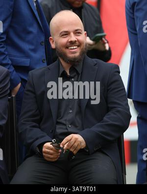 Luca Brecel during press conference, following his match against Ding ...