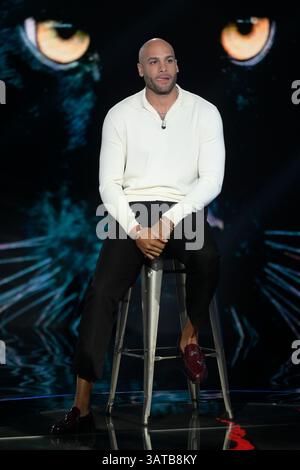 Marcell Jacobs attends the first episode 2025 of Rai tv program "Belve ...