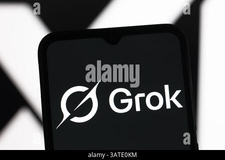 In this photo illustration, a Grok AI logo is seen displayed on a ...