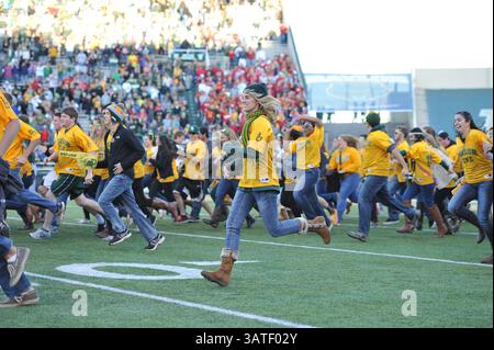 Baylor Bears fans take the traditional run before an NCAA college ...