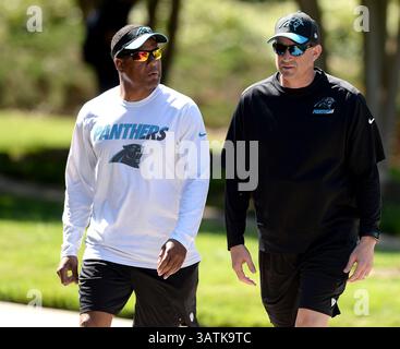 Carolina Panthers assistant head coach Harold Goodwin walks the ...