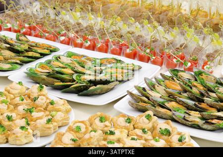 Seafood cold snacks on buffet table, catering Stock Photo - Alamy