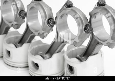 Details of diesel engine - connecting rods and pistons Stock Photo - Alamy