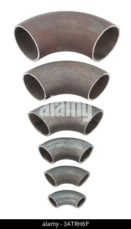 Some steel pipe bends - spare parts for pipelines Stock Photo - Alamy
