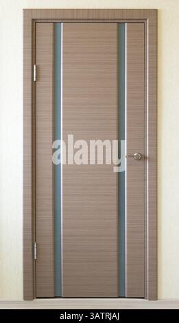 Closed entrance door with glass inserts placed in light spacious ...