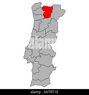 Map of Vila Real, Portugal map, region of Portugal, showing its states ...