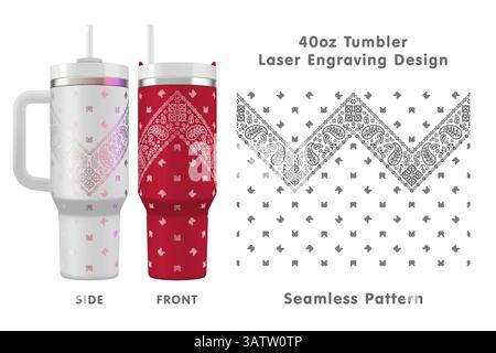 Paisley bandana laser engraving pattern for 40oz tumbler. Seamless from ...