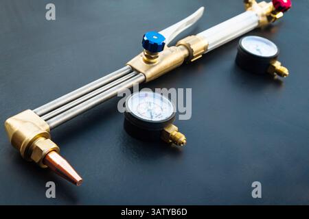 New cutter and two monometers for acetylene and oxygen, for gas cutting ...