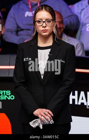 Referee Desislava Bozhilova during Round 1 of the Halo World Snooker ...