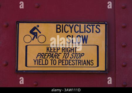 Slow Sign for Bikers at Golden Gate Bridge Stock Photo - Alamy