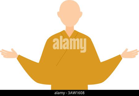 Simple illustration of a buddhist monk extend his arms, Vector ...