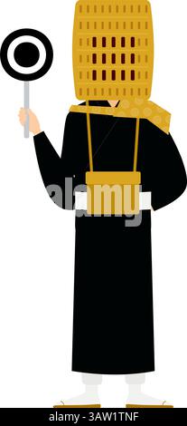 Simple illustration of a buddhist monk holding a maru stick, Vector ...