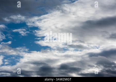 Scattered cloud clusters in a blue sky, blue sky background with white ...