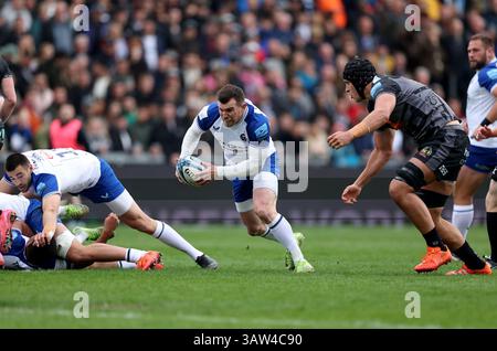 Bath's Ben Spencer runs in to score a try during the Gallagher ...