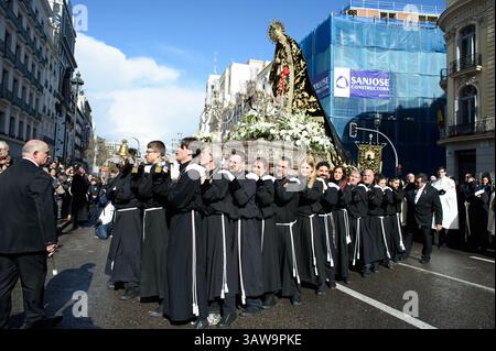 People before the procession of La Soledad at the Parish of Our Lady of ...