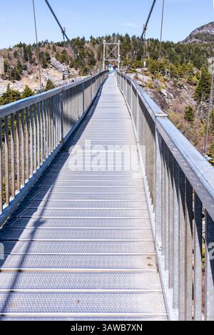 The Mile High Swinging Bridge in fog, at Grandfather Mountain, North ...