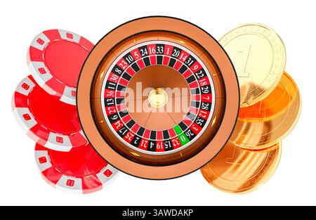 Golden gambling chip 3D rendering illustration isolated on white ...