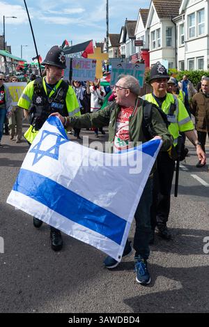 Pro Palestine protest march, Westcliff on Sea, Essex, UK, passing ...