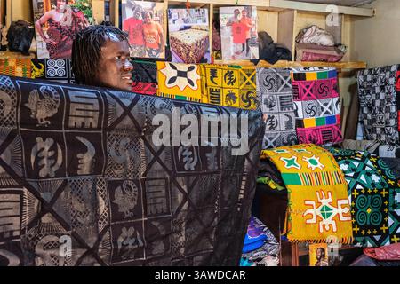 Ghana, Asonomaso. Ntonso Adinkra Village. Ashanti Adinkra Cloth Maker ...