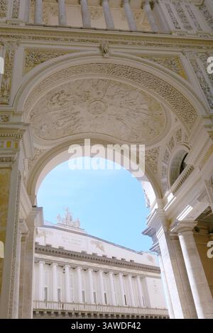 Arched stone ceiling with intricate details. Sintra, Portugal. White ...