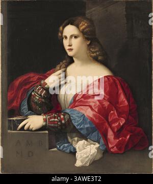 This portrait by Jacopo Negretti, known as Palma il Vecchio, depicts a ...