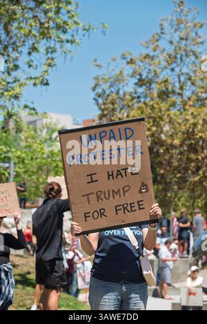 April 5, 2025, San Diego, California, USA: Protestors joins together to ...
