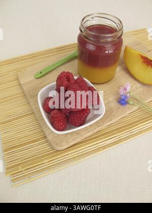 Peach Melba layered jam Stock Photo - Alamy
