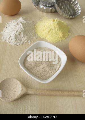 Ground psyllium husks, buckwheat flour, maize flour Stock Photo - Alamy