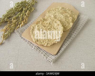 Round oat crispbread Stock Photo - Alamy
