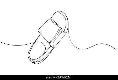 Summer slippers continuous one line drawing and flip flop foot sandals outline vector ...