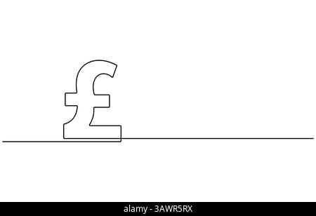 Continuous line drawing of pound sterling symbol. Line art of pound ...